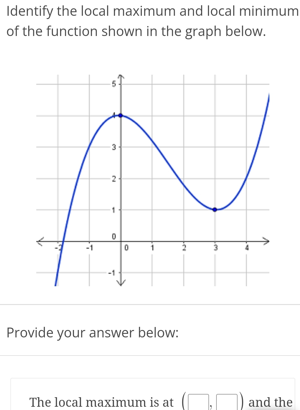 Solved Identify the local maximum and local minimum of the | Chegg.com