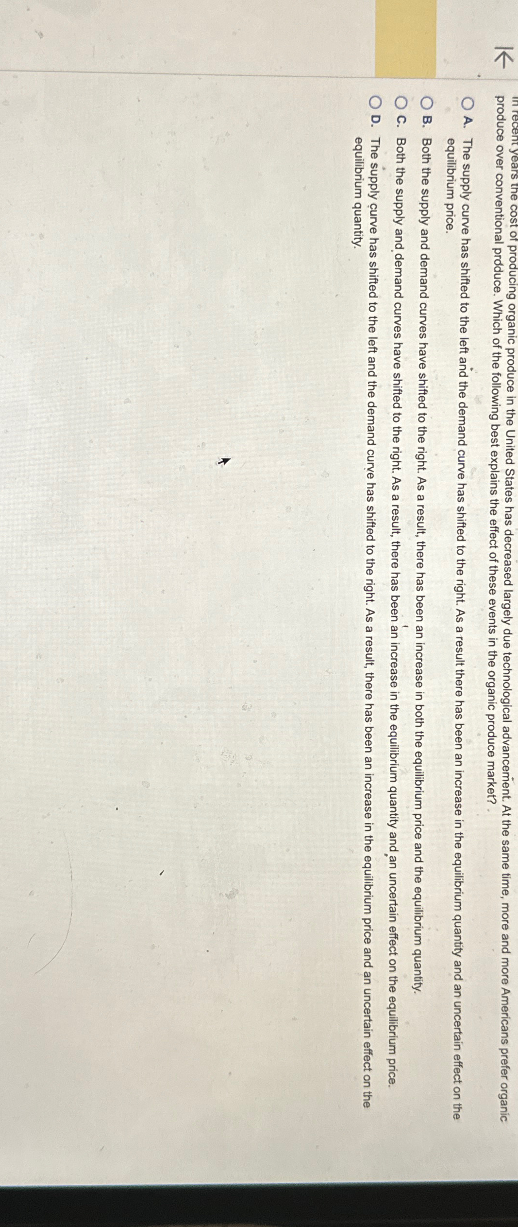 Solved produce over conventional produce. Which of the | Chegg.com