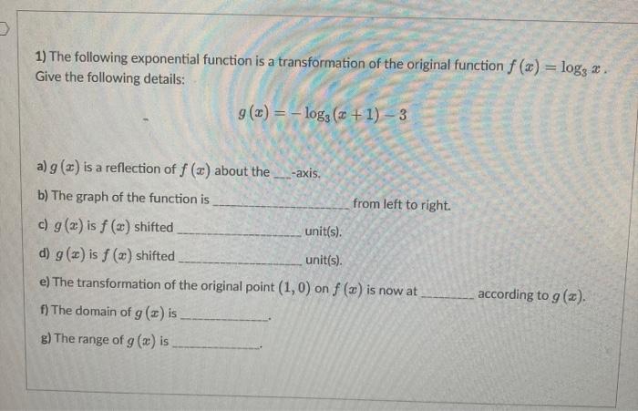 Solved 1) The following exponential function is a | Chegg.com