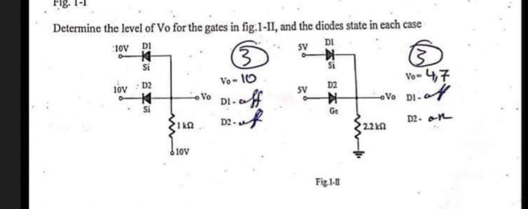 Solved Fig. 1-1 Determine the level of Vo for the gates in | Chegg.com