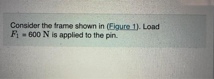 Solved Consider the frame shown in (Figure 1). Load F1=600 N | Chegg.com