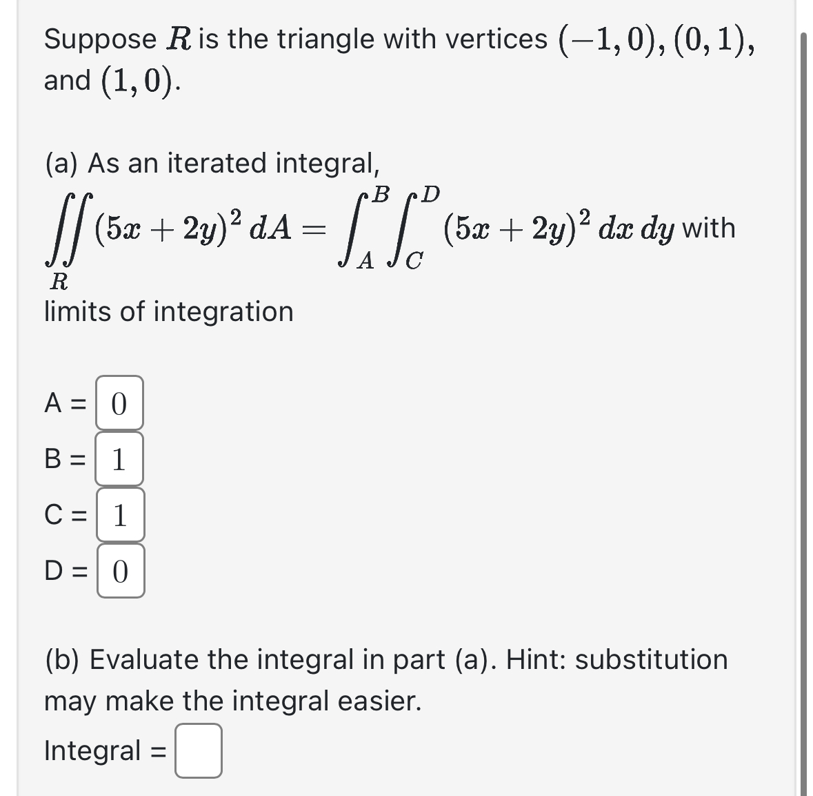 Solved by an EXPERT Suppose R ﻿is the triangle with vertices | Chegg.com
