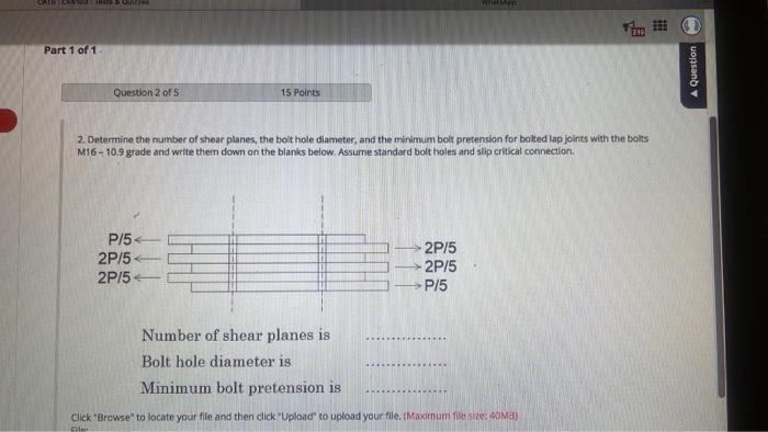 Solved 2. Determine the number of shear planes, the bolt | Chegg.com