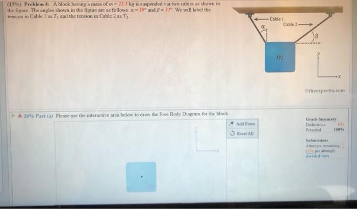 Solved (139) Problem 4: A block having a mass of m- 17.5 kg | Chegg.com