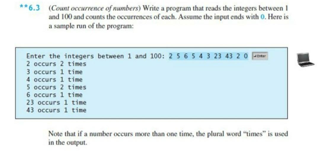 Solved **6.3 (Count occurrence of numbers) Write a program | Chegg.com