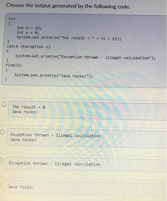 Solved Choose The Output Generate By The Following Code 5909