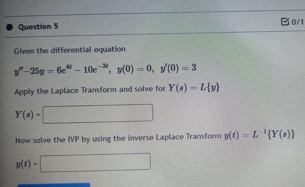 Solved Given the differential equation y^ prime prime - 25y | Chegg.com
