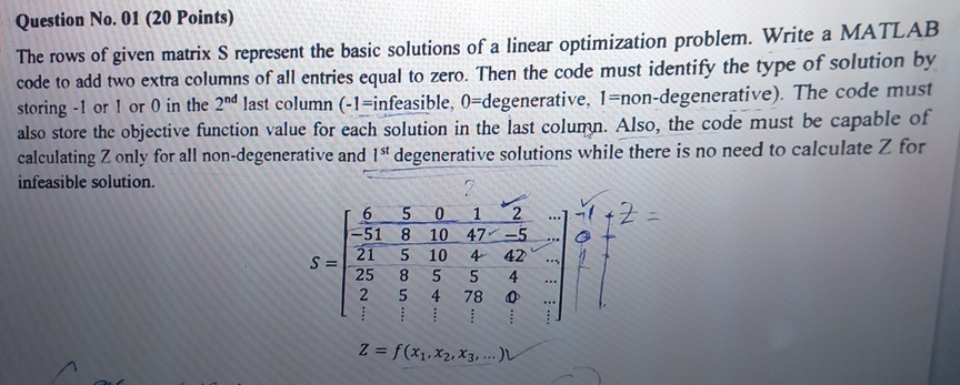 Question No. 01 (20 ﻿Points)The rows of given matrix | Chegg.com