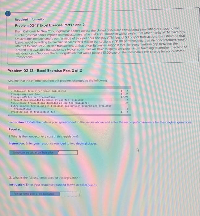 Required information Problem 02-18 Excel Exercise | Chegg.com