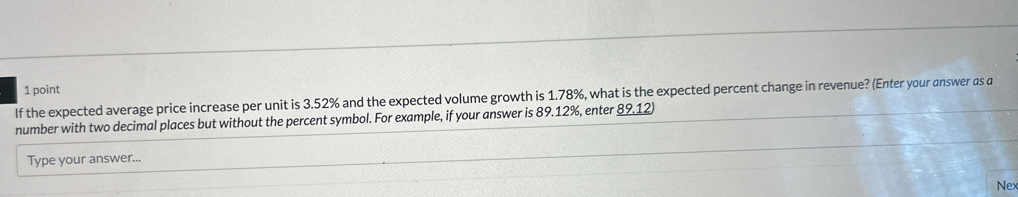 Solved 1 ﻿pointIf the expected average price increase per | Chegg.com