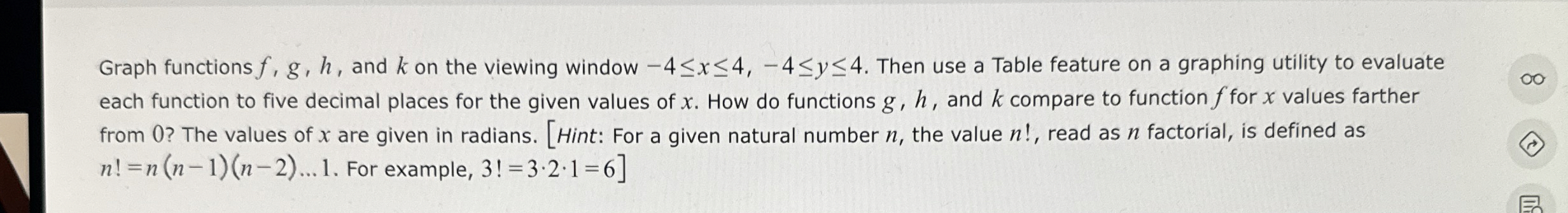 Solved Graph functions f,g,h, ﻿and k ﻿on the viewing window | Chegg.com