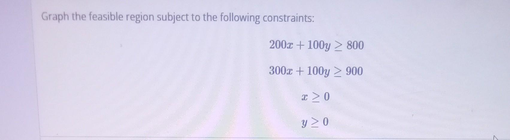 Solved Graph the feasible region subject to the following | Chegg.com