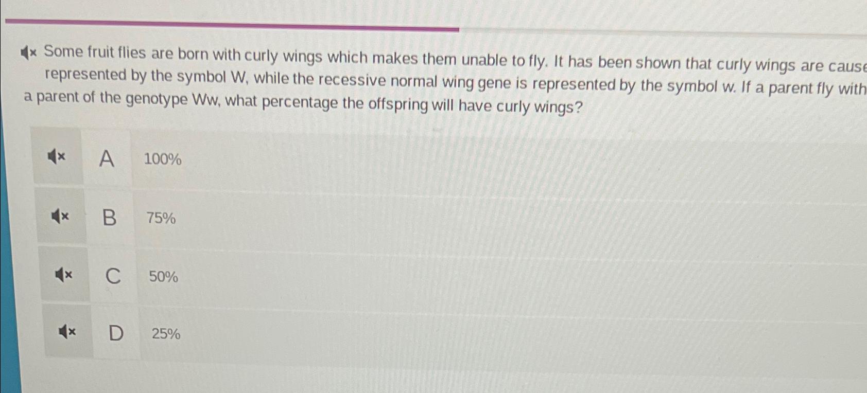 Solved Some fruit flies are born with curly wings which | Chegg.com