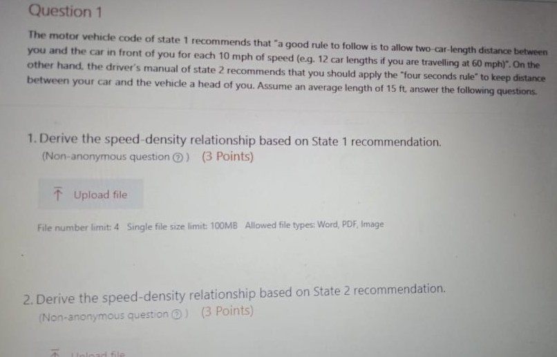 Solved Question 1 The motor vehicle code of state 1 | Chegg.com