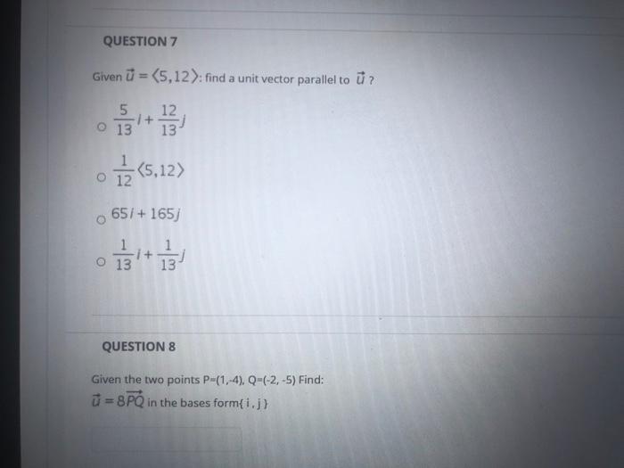 Solved Question Completion Status: QUESTION 5 Given the two | Chegg.com