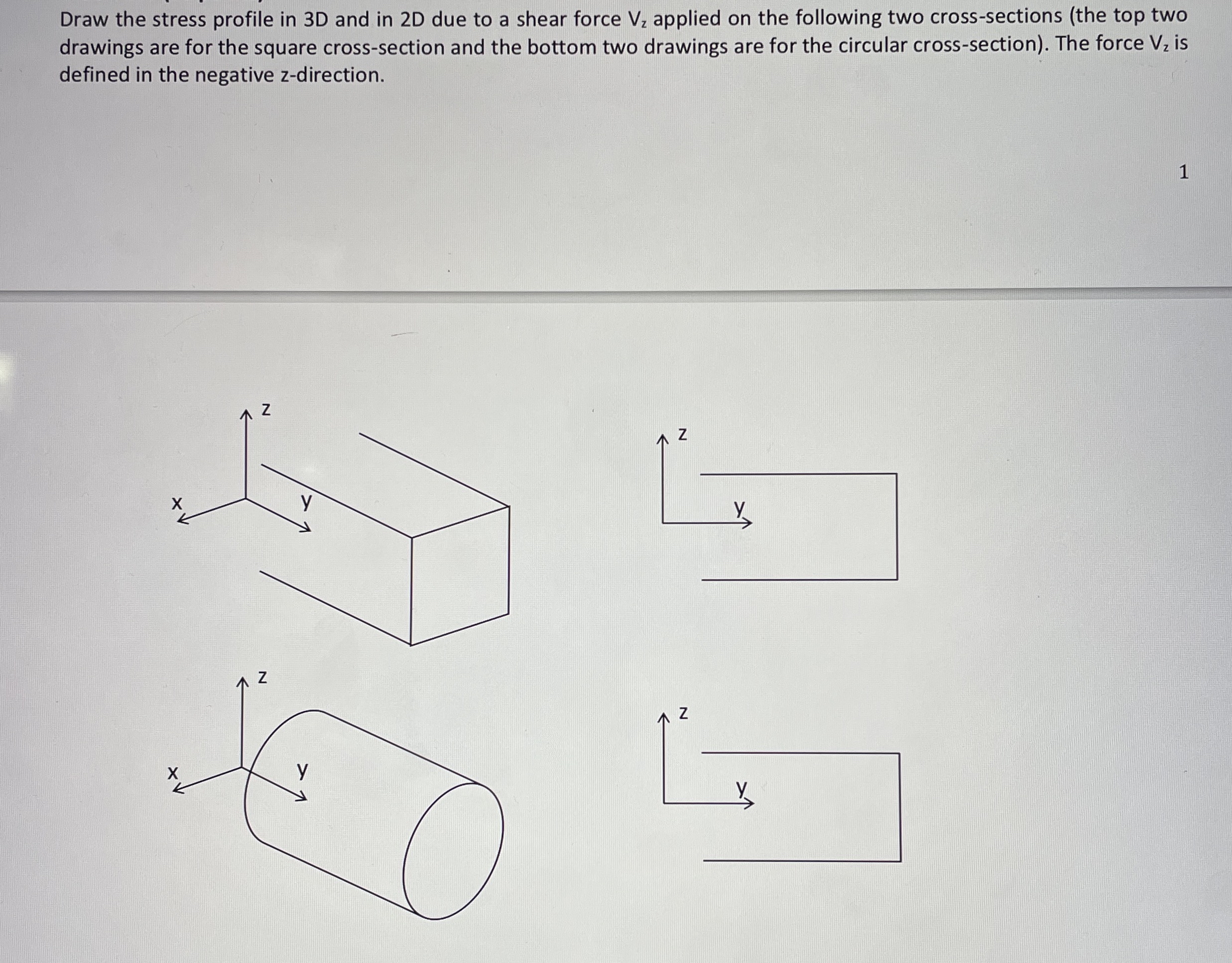 Draw the stress profile in 3D and in 2D due to a | Chegg.com