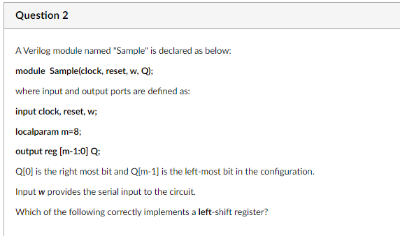 Solved Question 2a Verilog Module Named Sample Is Declared 3456