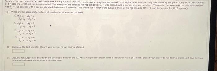 Solved (a) What are the apprepriate nult and alternative | Chegg.com