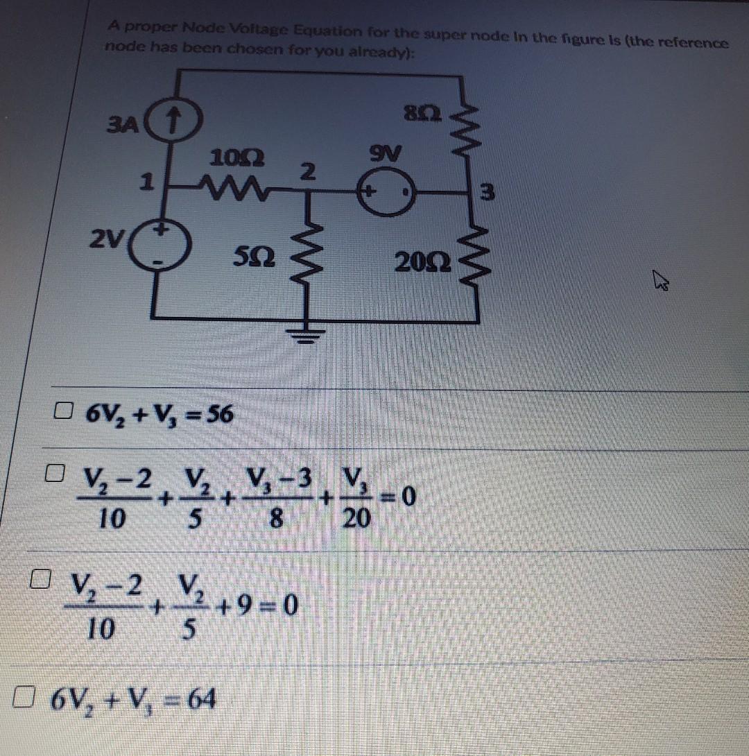 Solved A proper Node Voltage Equation for the super node in | Chegg.com
