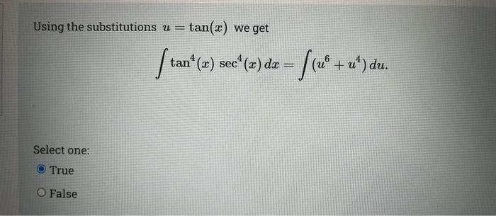 Solved Using the substitutions u=tan(x) we get | Chegg.com