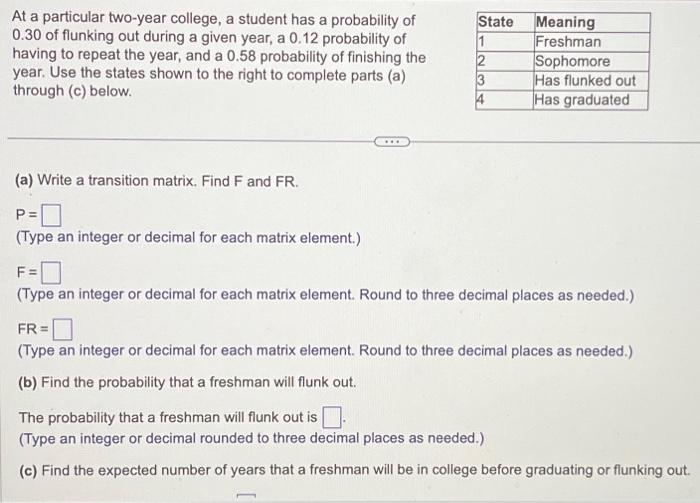 Solved At a particular two-year college, a student has a | Chegg.com