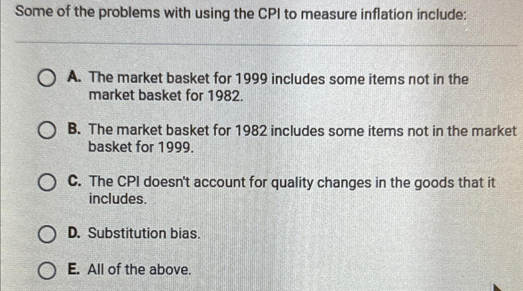 Solved Some of the problems with using the CPI to measure | Chegg.com