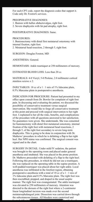 For each CPT code, report the diagnosis codes that | Chegg.com