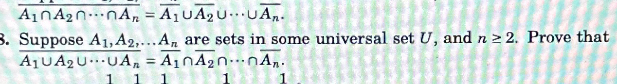 Solved Suppose A1,A2,dotsAn ﻿are sets in some universal set | Chegg.com