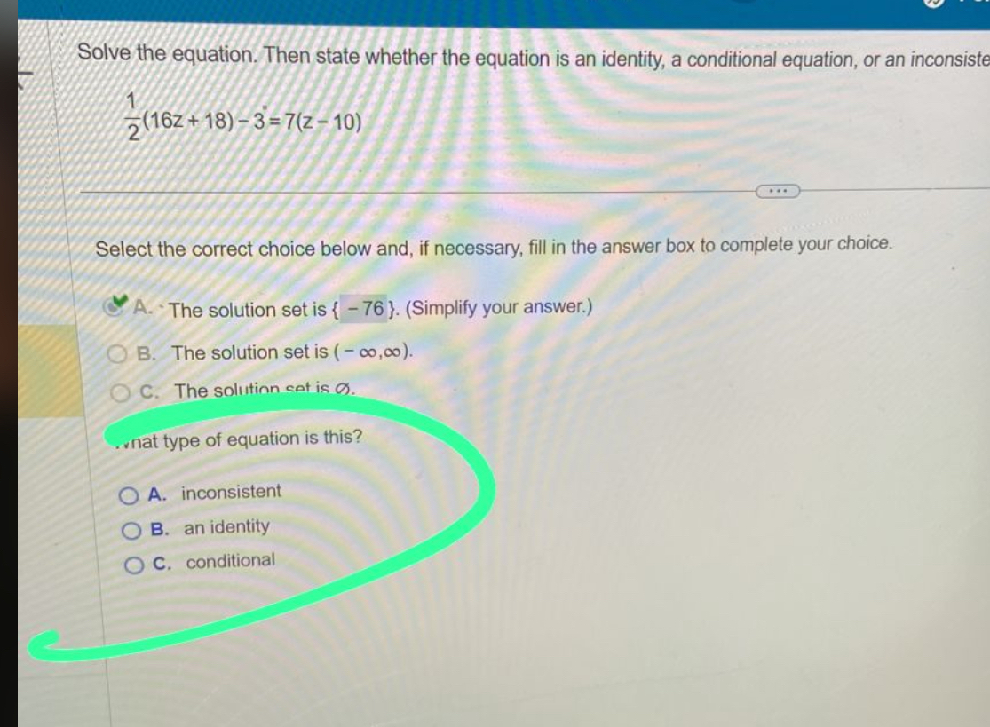 Solved Solve the equation. Then state whether the equation | Chegg.com