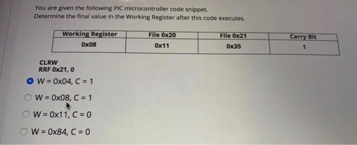 Solved You are given the following PIC microcontroller code | Chegg.com