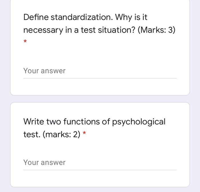 Solved Define standardization. Why is it necessary in a test | Chegg.com