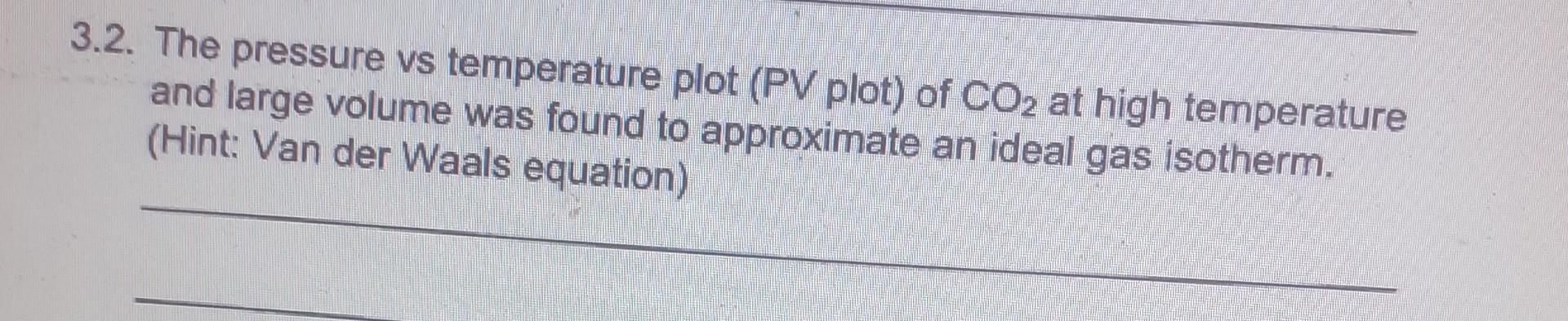 Solved 3.2. The pressure vs temperature plot (PV plot) of | Chegg.com