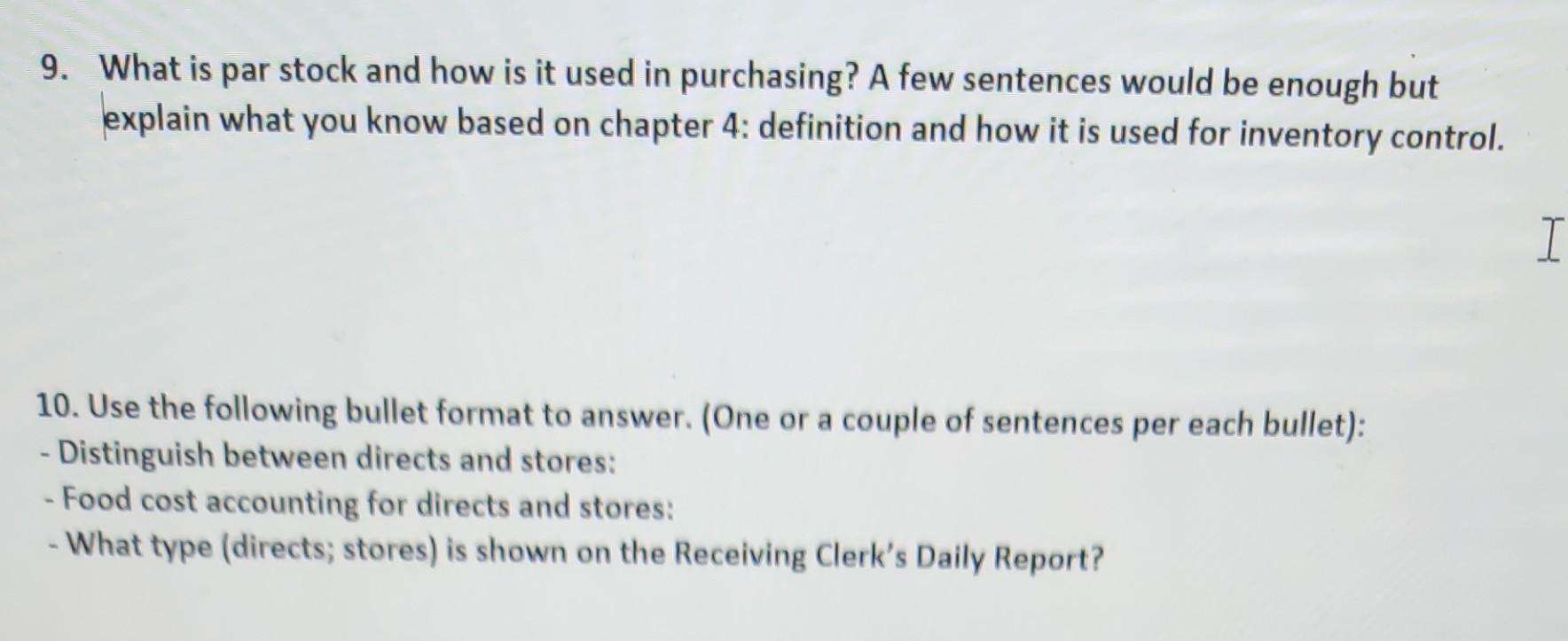 Solved 9. What is par stock and how is it used in | Chegg.com