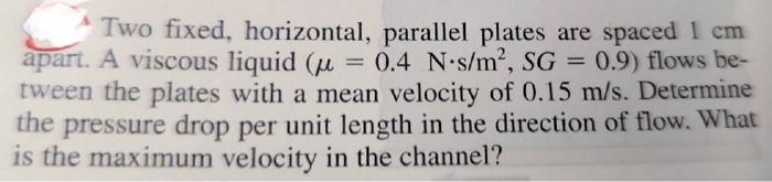 Solved Two fixed, horizontal, parallel plates are spaced 1 | Chegg.com