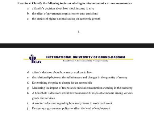 Solved Exereise 4. ﻿Classify the following topics as | Chegg.com