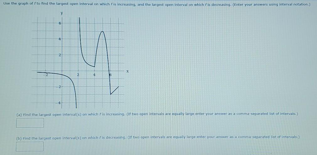 Solved Use the graph off to find the largest open interval | Chegg.com