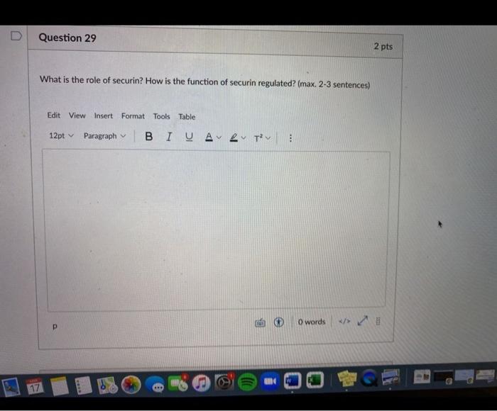 Solved Question 29 2 pts What is the role of securin? How is | Chegg.com