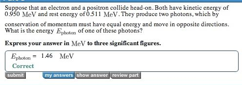 Solved Suppose that an electron and a positron collide | Chegg.com