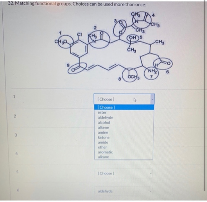 Solved 32. Matching functional groups. Choices can be used | Chegg.com