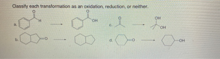 Solved Classify each transformation as an oxidation, | Chegg.com