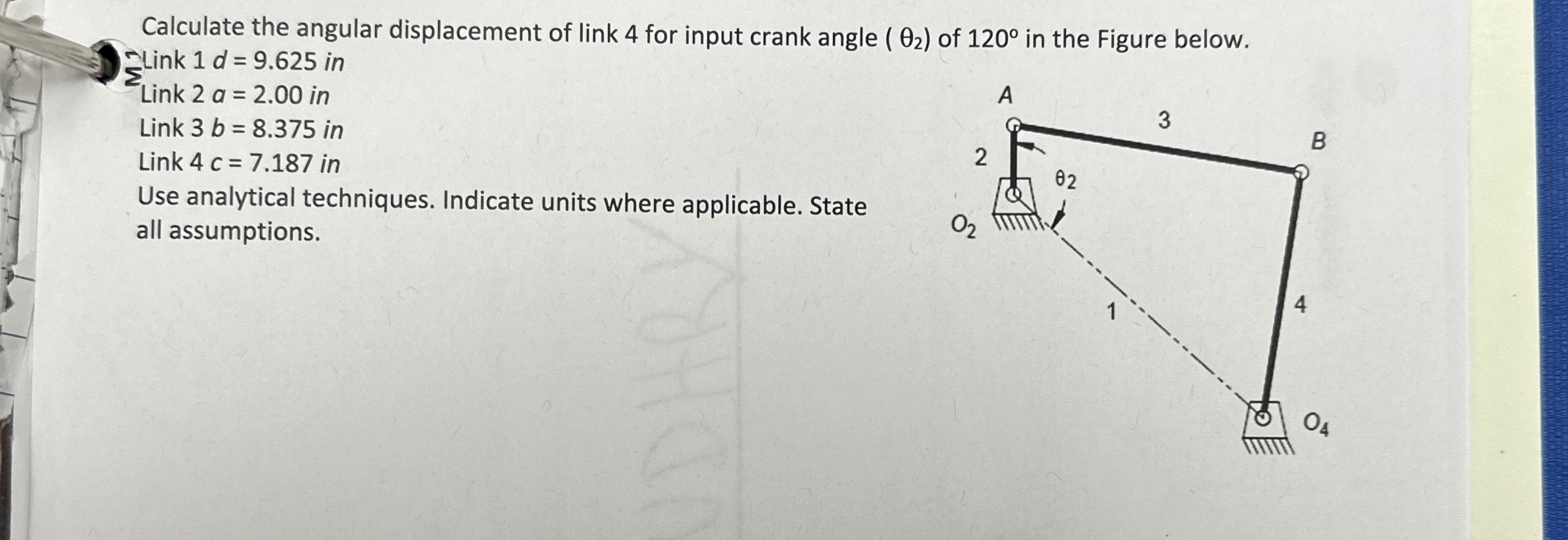 Solved Calculate the angular displacement of link 4 ﻿for | Chegg.com