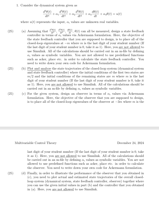 m=1 ﻿and i need matlab codes and pls ﻿follow the | Chegg.com