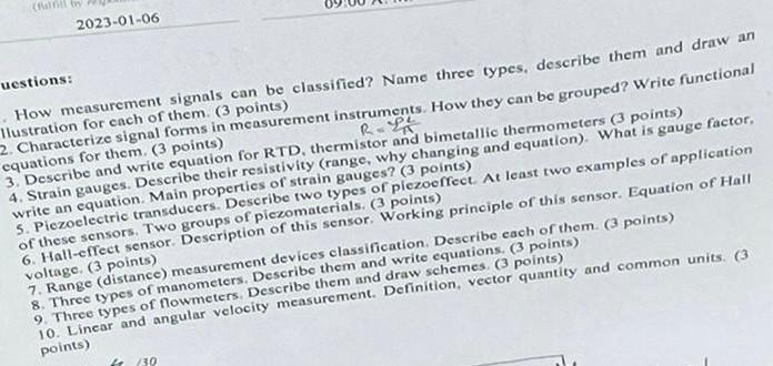 How measurement signals can be classified? Name three | Chegg.com
