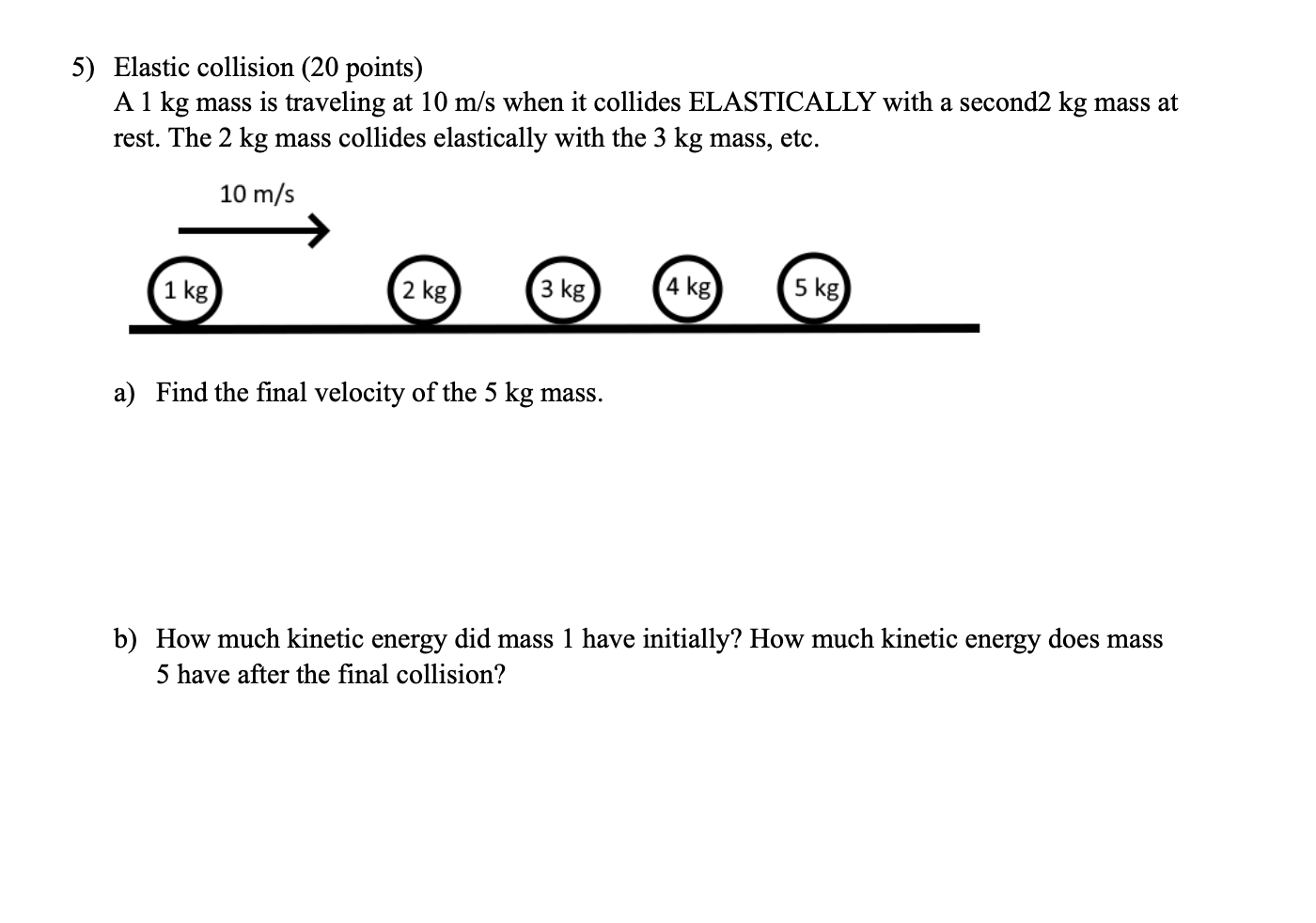 Solved Elastic collision (20 ﻿points)A 1kg ﻿mass is | Chegg.com