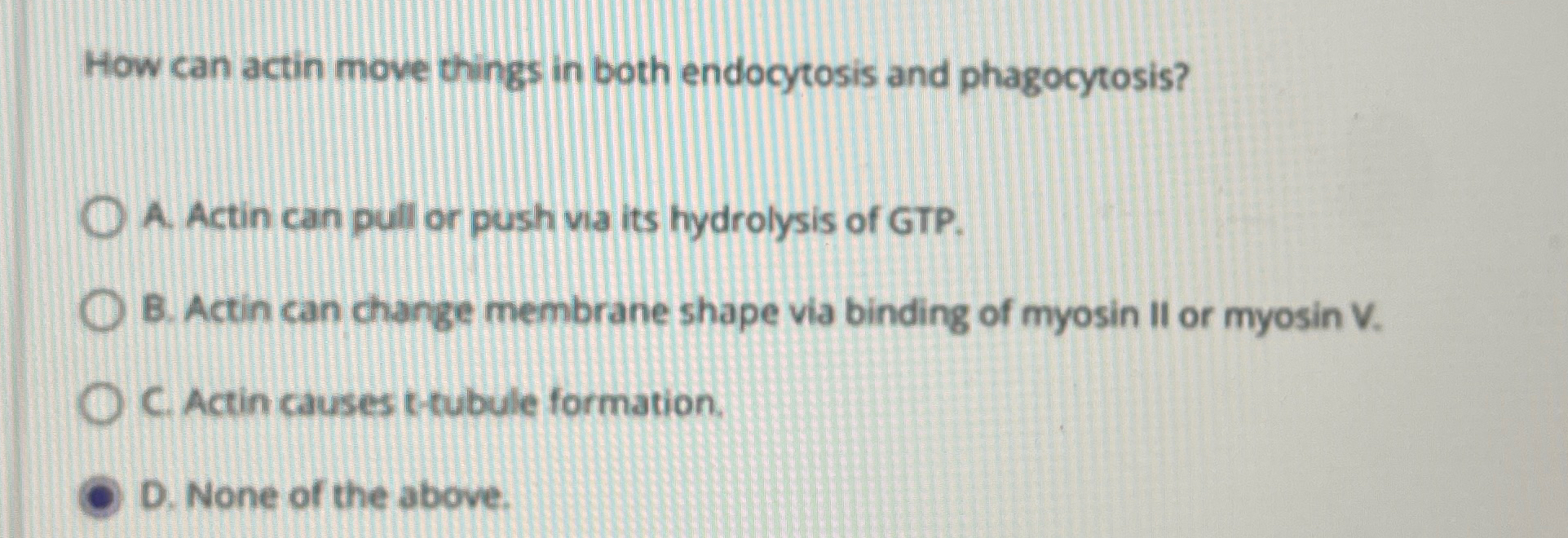 Solved How can actin move things in both endocytosis and | Chegg.com
