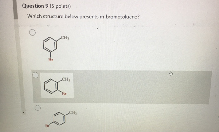 Solved Question 9 (5 points) Which structure below presents | Chegg.com