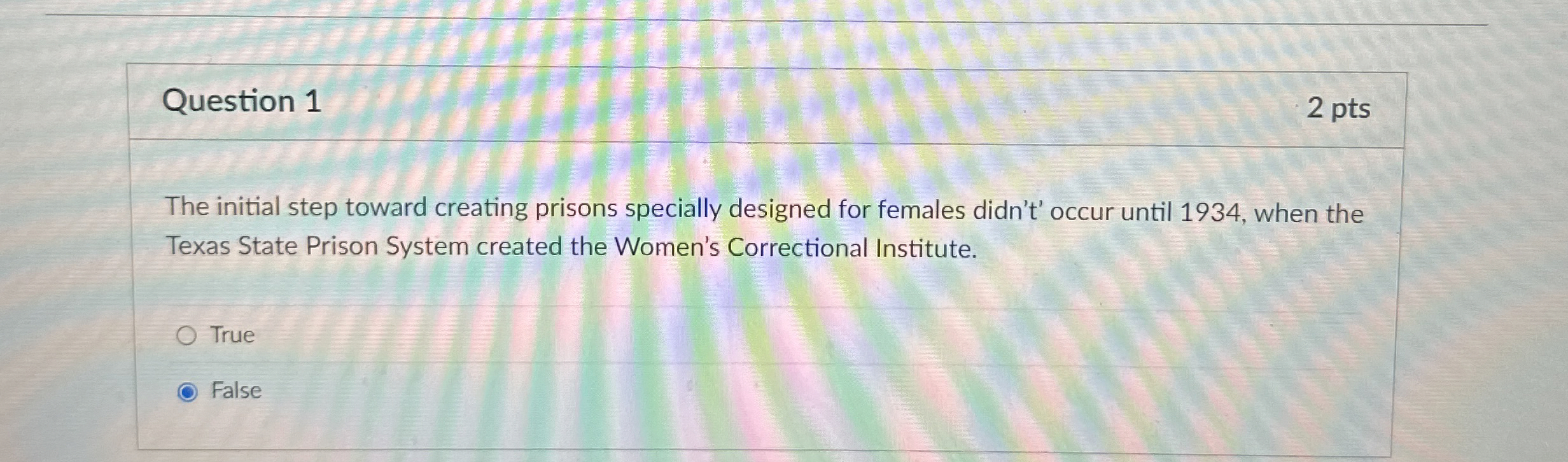 Solved Question 1The initial step toward creating prisons | Chegg.com
