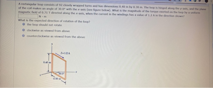 Solved A rectangular loop consists of 92 closely wrapped | Chegg.com