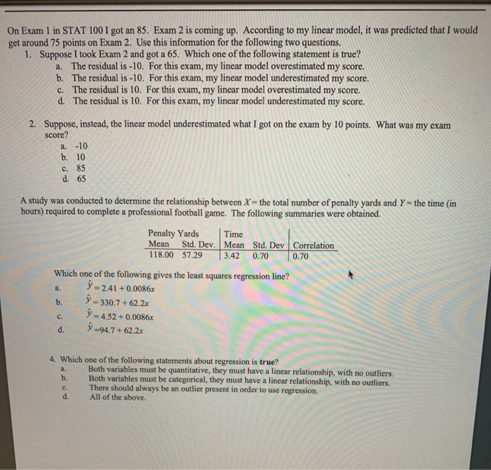 Solved On Exam 1 in STAT 100 I got an 85. Exam 2 is coming | Chegg.com