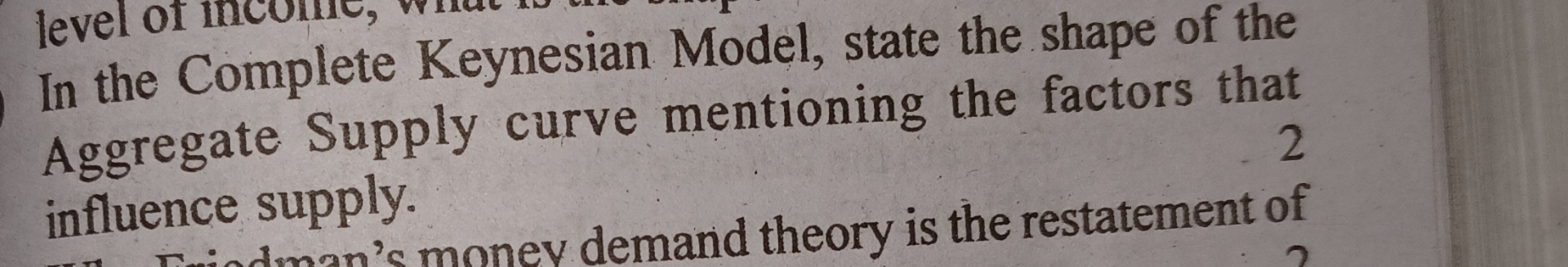 Solved In the Complete Keynesian Model, state the shape of | Chegg.com